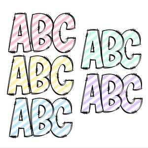Pastel Doodle Alphabet Bundle, 24 PNG Full Alphabet Sets, Uppercase ...