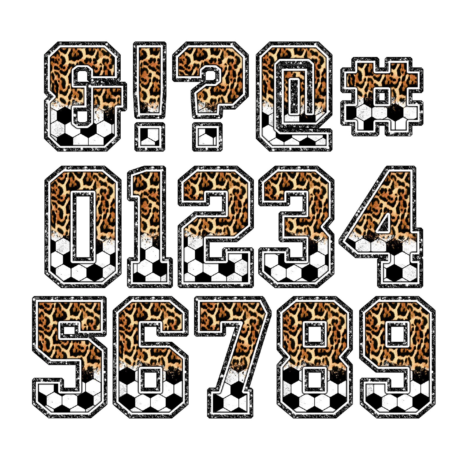 Soccer Football Letters PNG Leopard and Hexagon Background - Etsy