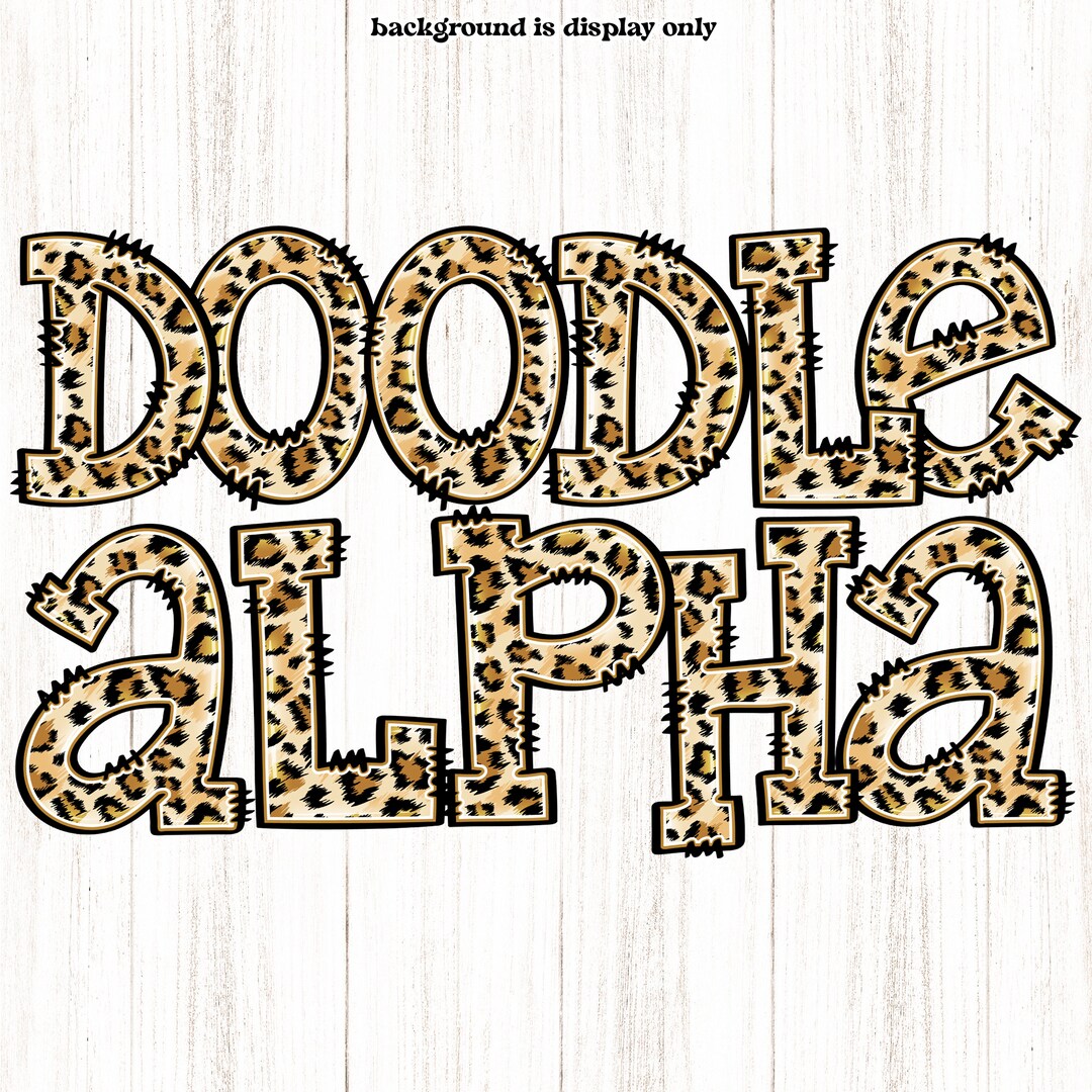 Doodle Leopard Alphabet PNG, Cool Sports Serif Block Hand Drawn Doodle ...