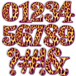 Digital Download | Leopard Pattern With Pink Accent Letters & Numbers ...