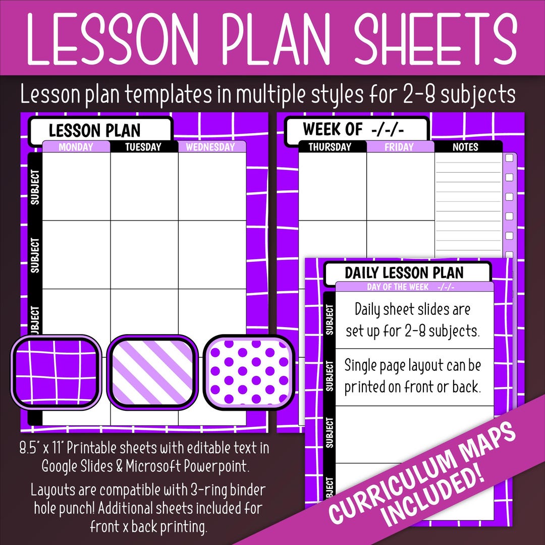 Lesson Plan Sheets & Curriculum Maps (editable) | Grid, Diagonal ...