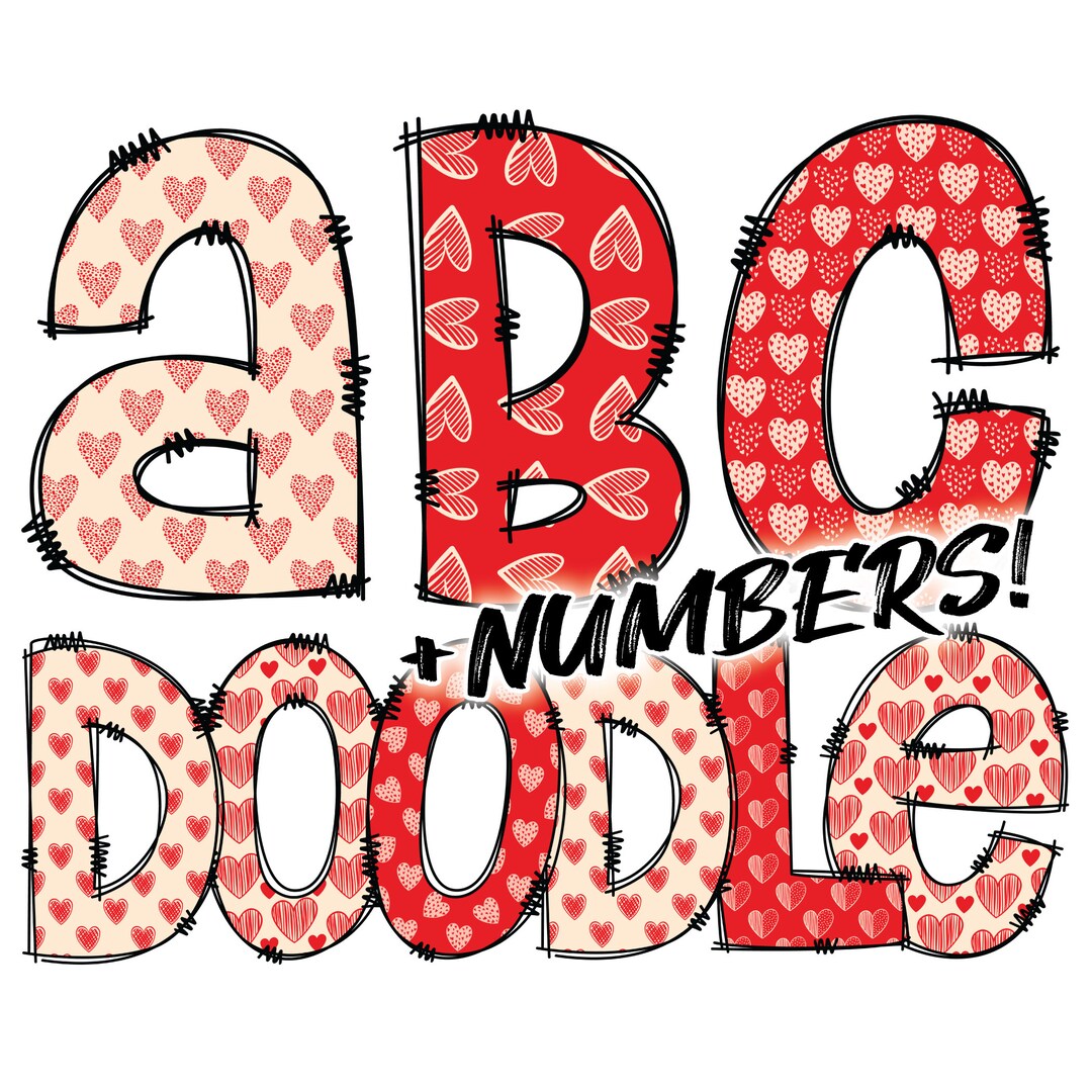 Digital Download | Doodle Valentine Hearts 9 Pattern Fill | PNG Clipart ...