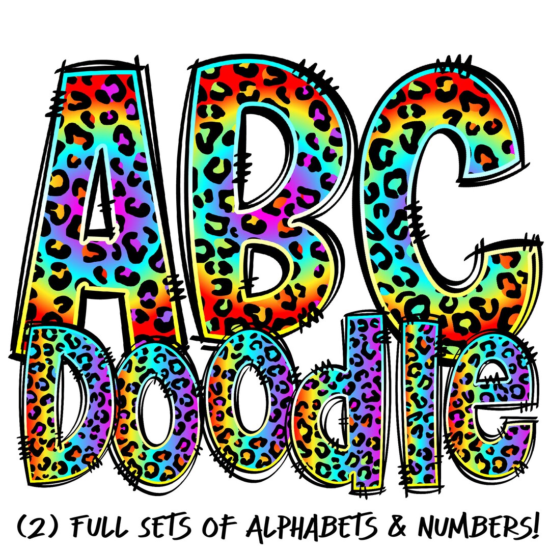 Rainbow Leopard Alphabet, Doodle Letters Leopard Cheetah Print ...