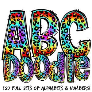 Rainbow Leopard Alphabet, Doodle Letters Leopard Cheetah Print ...