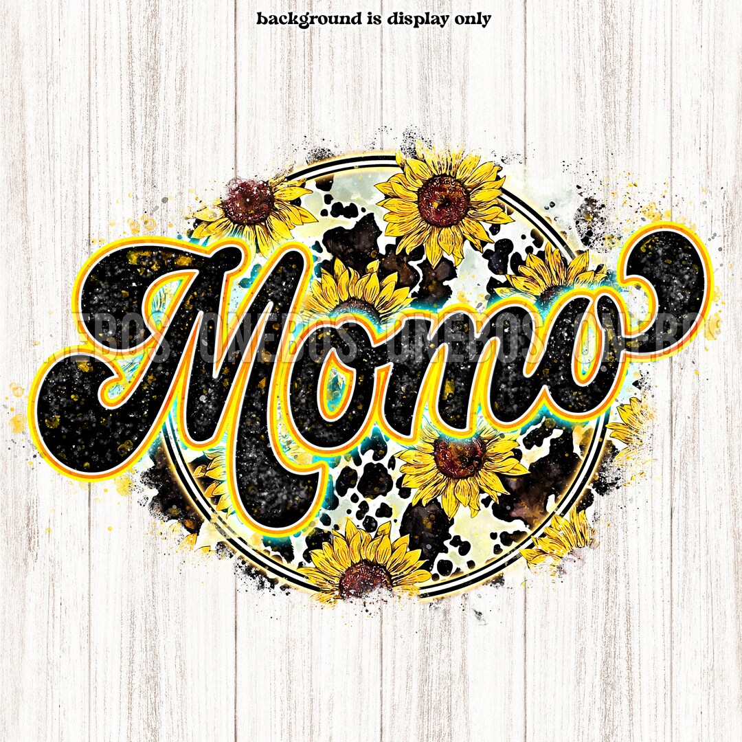 Momo PNG, Digital Download, Cow & Sunflower Print in Splatter, Patchy ...