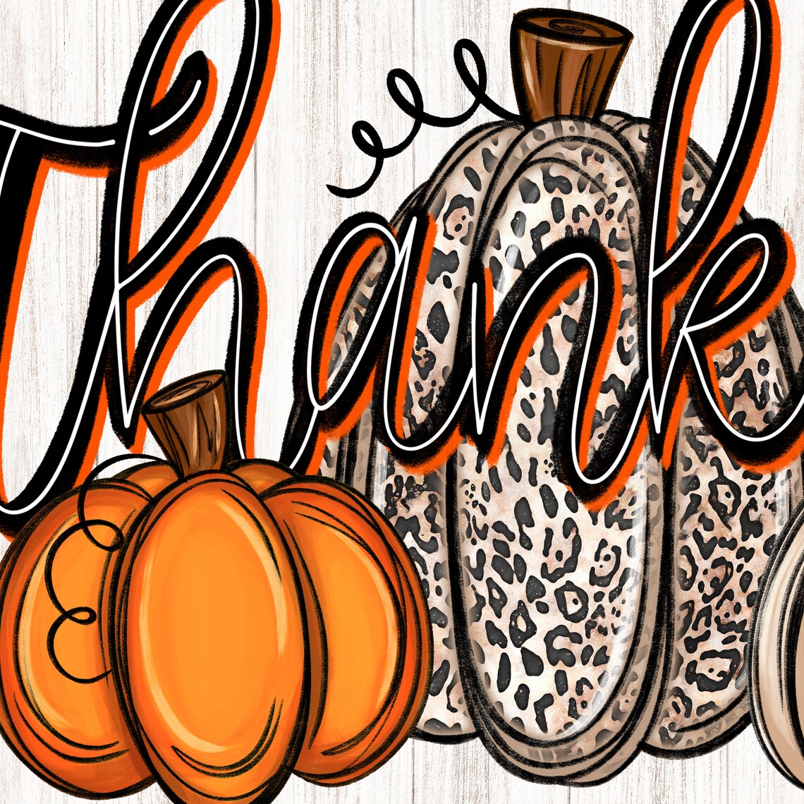 Thankful Pumpkins PNG, Clipart for Fall, Thanksgiving, Hand Drawn Line ...
