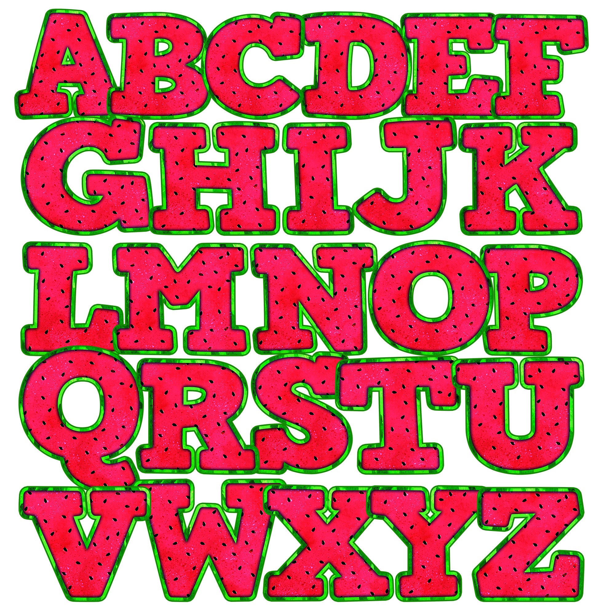 Digital Download Watermelon Pattern PNG Letters & Numbers - Etsy