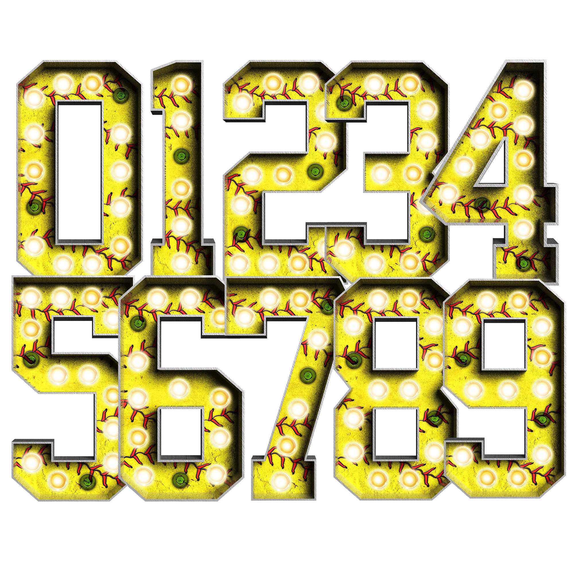 Digital Download Softball Pattern Marquee Letters & Numbers | Etsy