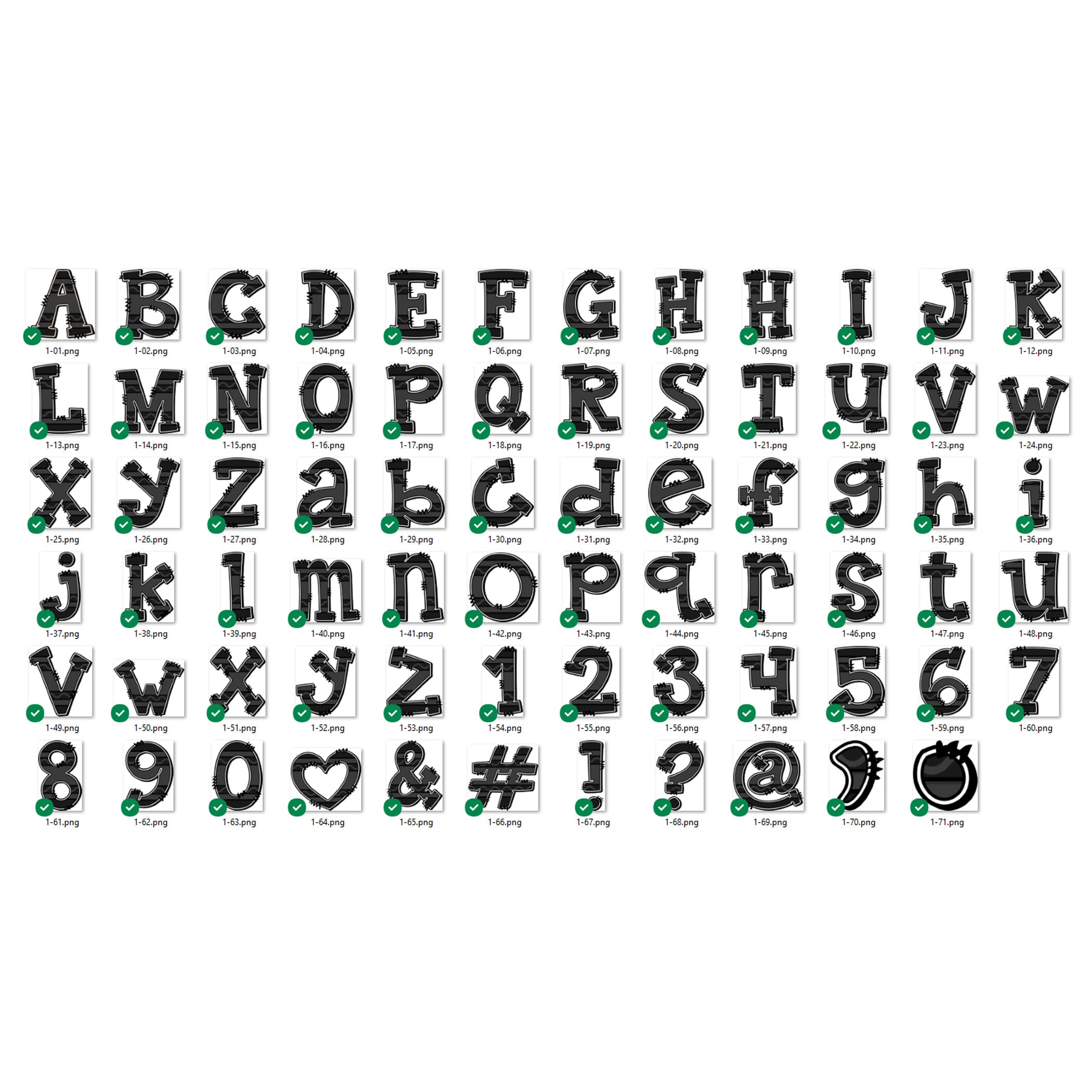 Crayon Colors Alphabet Bundle, 14 PNG Sets for Digital Download, Doodle ...