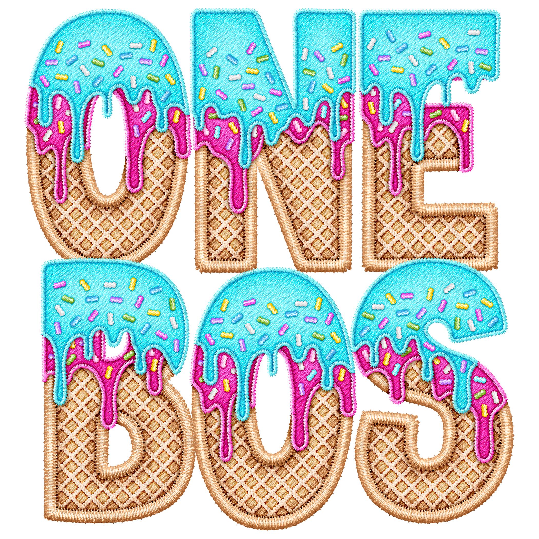 Ice-cream Cone Alphabet PNG, Faux Embroidery Drip Letters, Pink & Blue ...