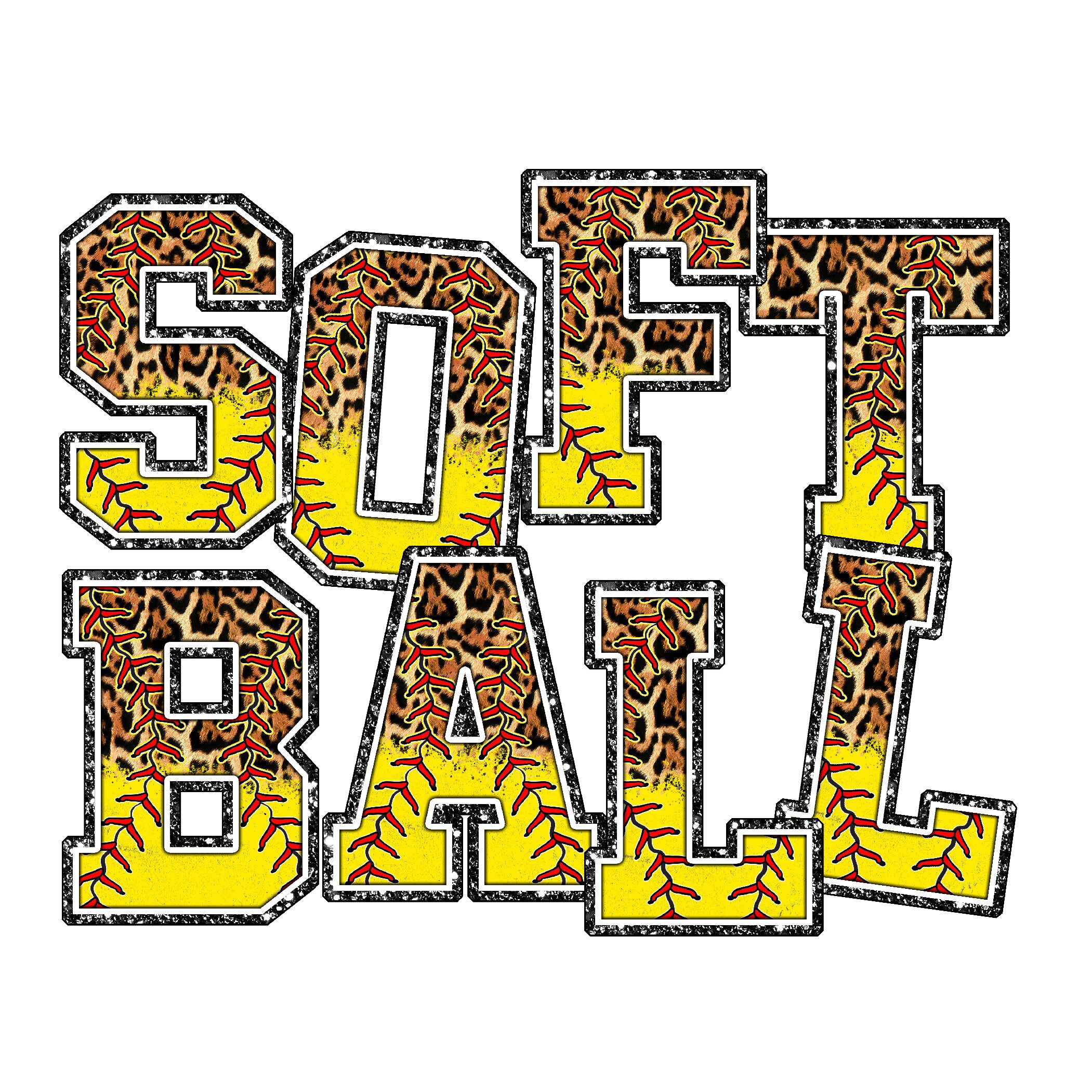 Softball Letters PNG With Leopard and Ball Stitching - Etsy