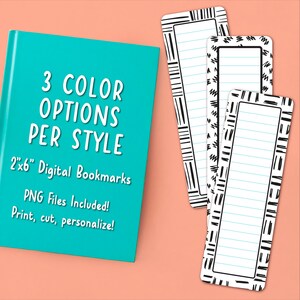 Digital Bookmarks (printable), Clipart Bundle Set of 12 | Lined & Blank ...