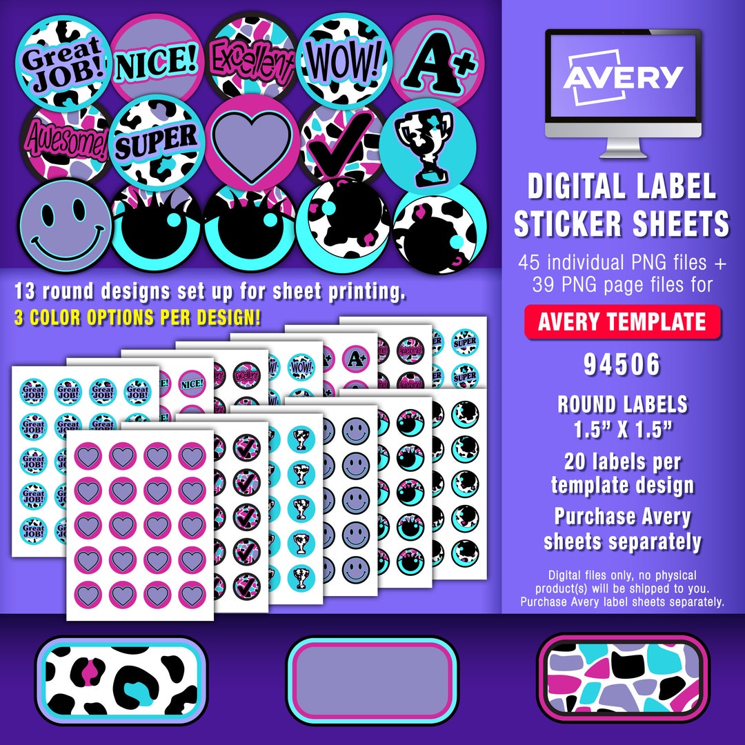 Sticker Pack Individual Digital Stickers & Avery Sheet - Etsy