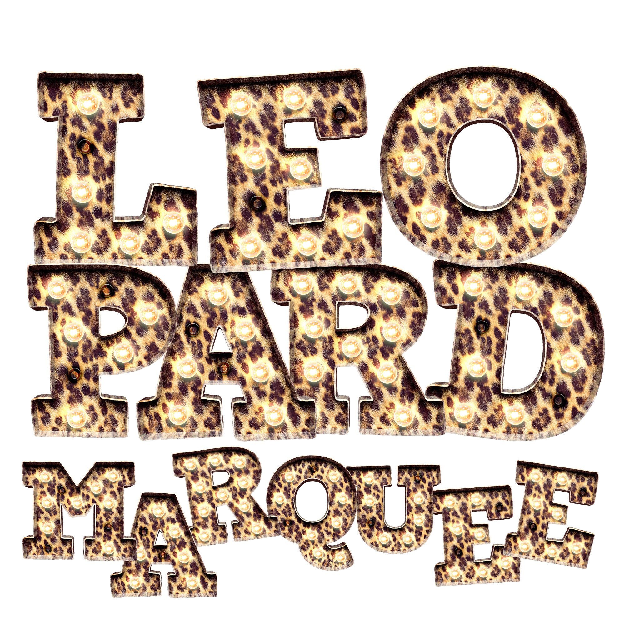 Digital Download Casual Cute Leopard Pattern Marquee Letters | Etsy