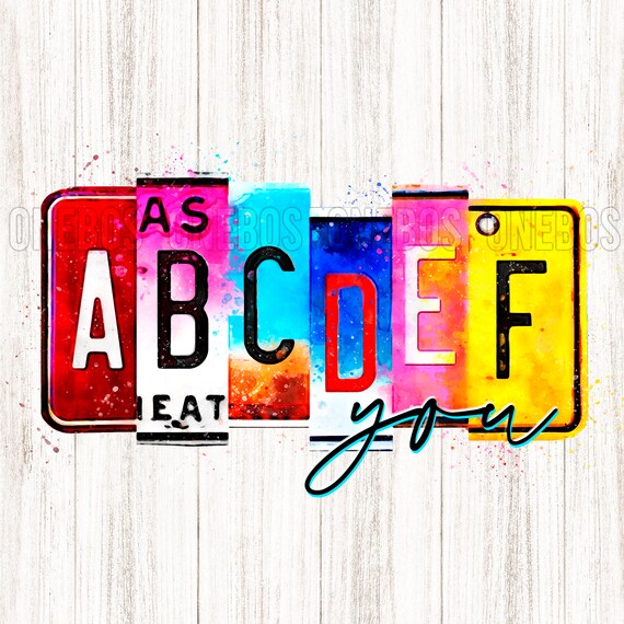 ABCDEF You PNG Digital Word Design Watercolor Grunge - Etsy