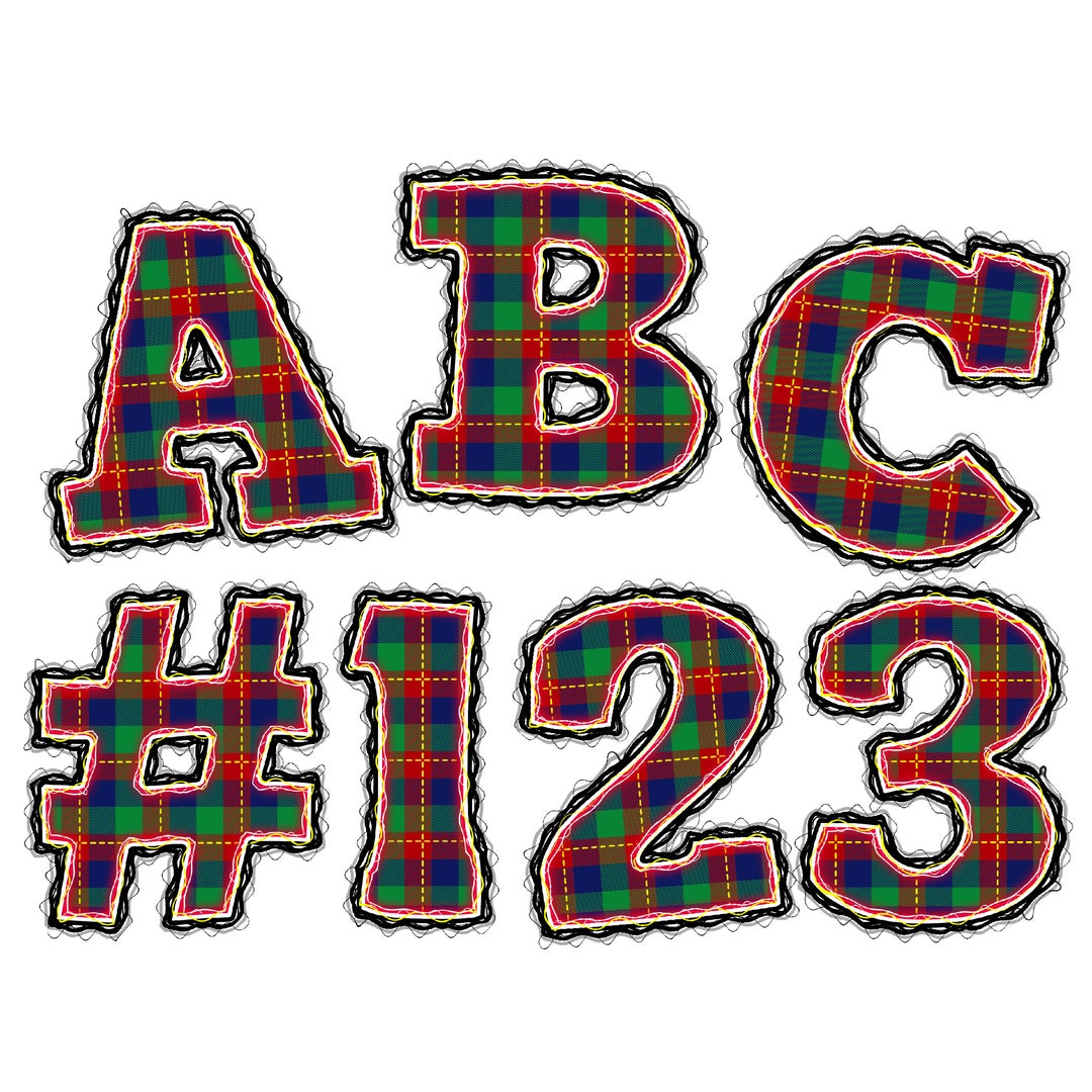 Gingham Clipart Letters | Digital Christmas Checker Plaid Alphabet ...