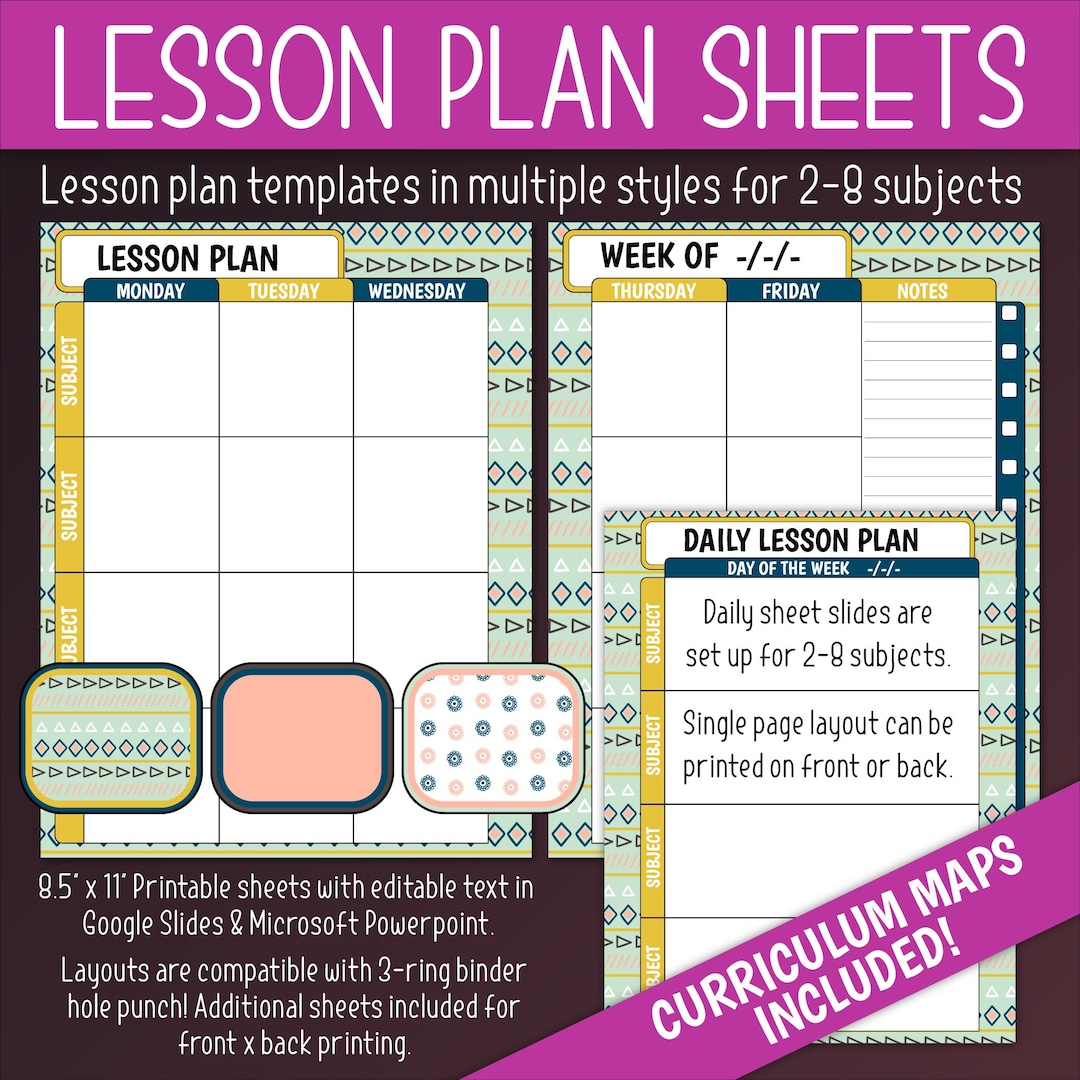 Lesson Plan Sheets & Curriculum Maps (editable) | Teacher Planner ...