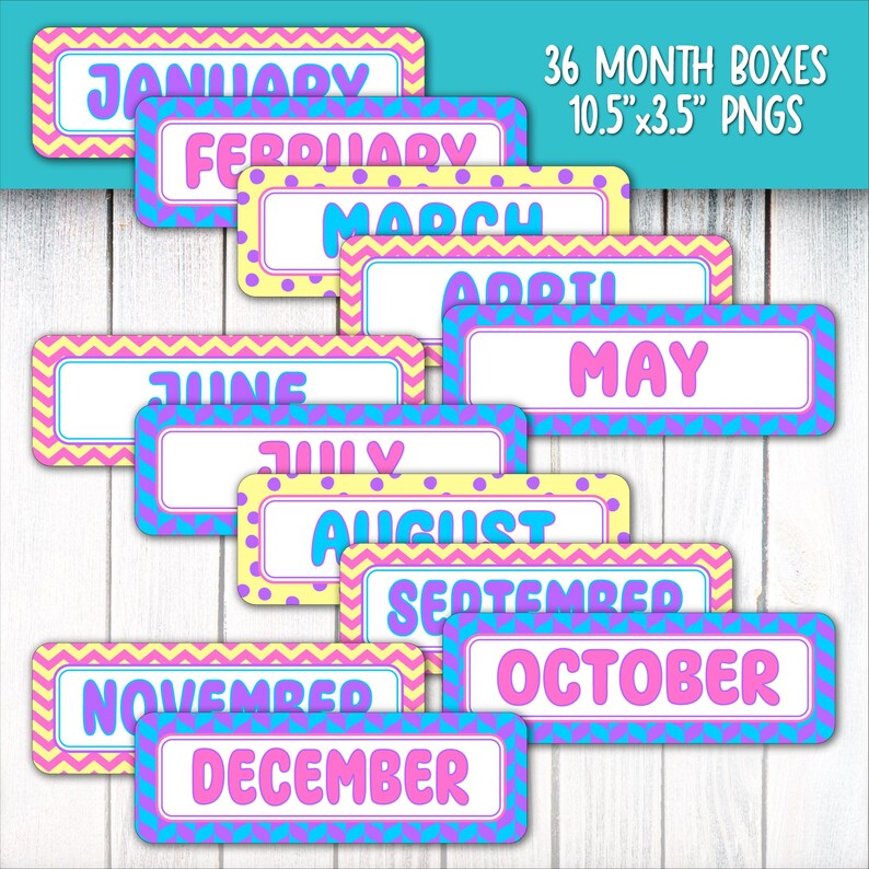 Wall Calendar - Standard - for Teachers | Geometric, Chevron, Polka Dot ...