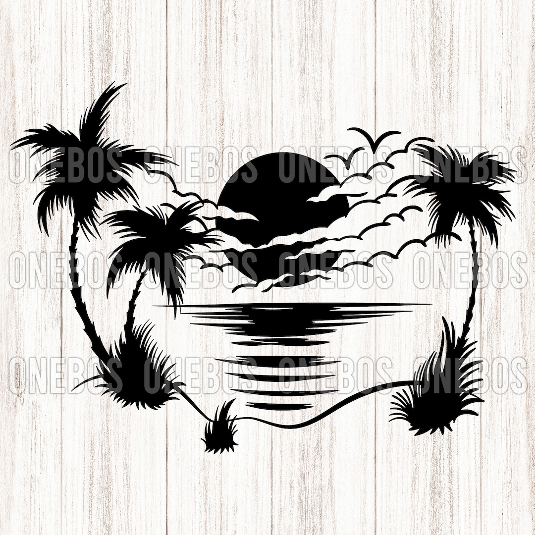 Beach SVG Elements, Svg Pieces, Palm Trees, Sand, Water, Sun, Birds, Scene Maker, Design Builder ...