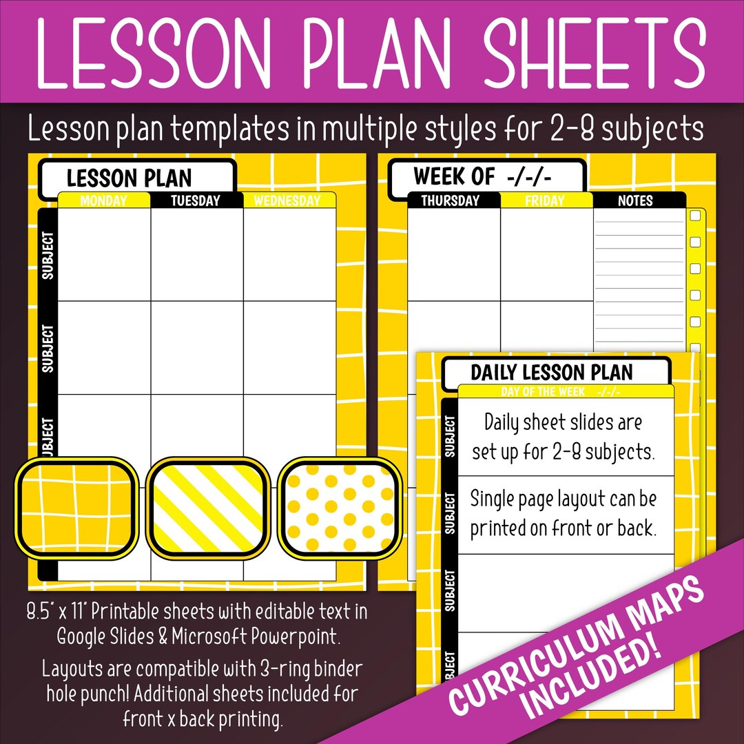 Lesson Plan Sheets & Curriculum Maps (editable) | Hand Drawn Grid ...
