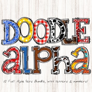 Cowboy Farm Alphabet Bundle, 10 Pack Doodle Alphabet With Bandana ...