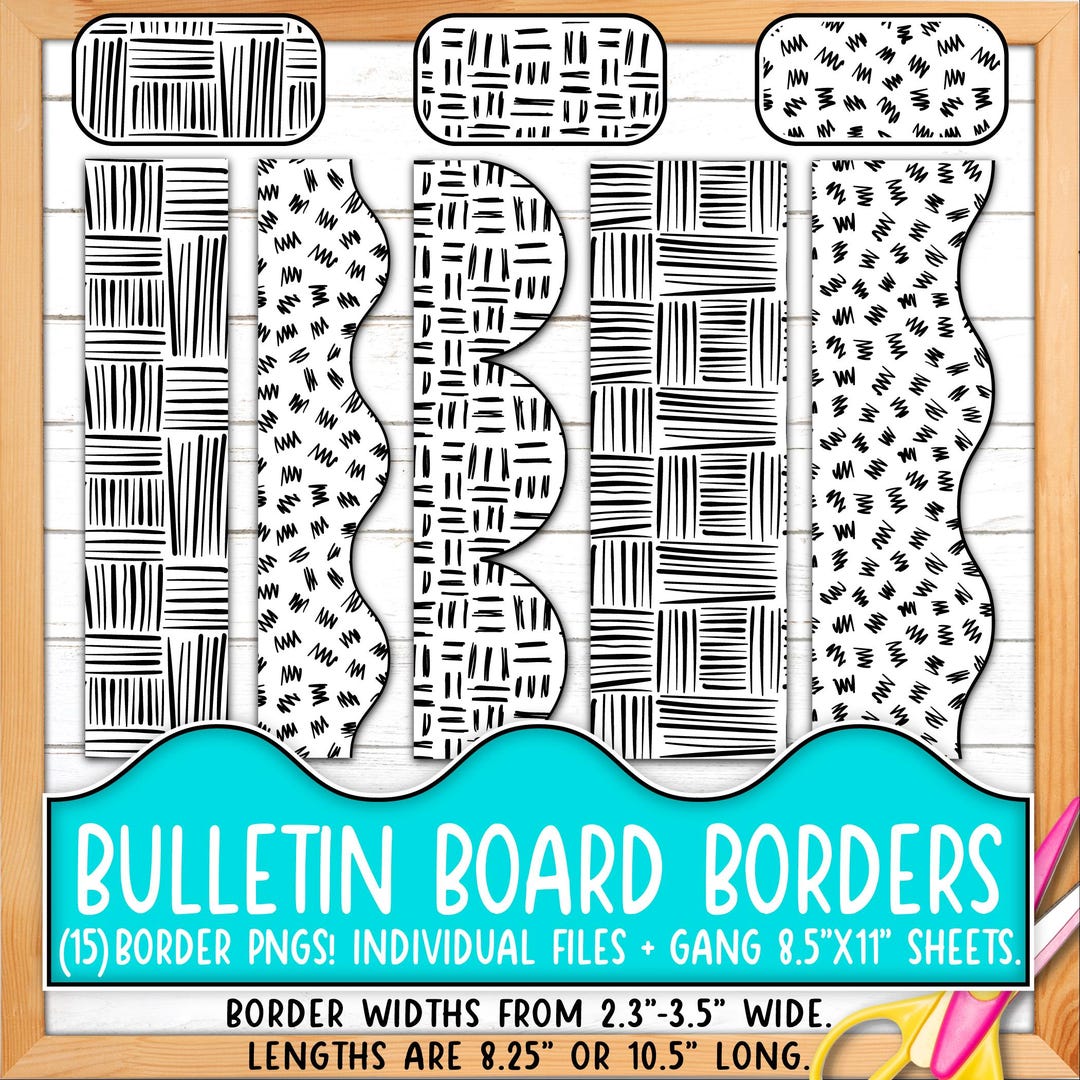 Borders for Bulletin Boards | Print & Cut, Seamless | Black, White, Ink ...