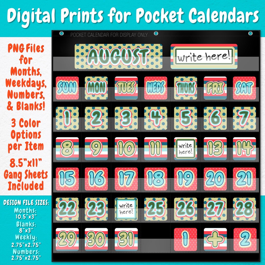 Wall Calendar - Pocket Chart for Teachers | Polka Dots, Mini Dots ...