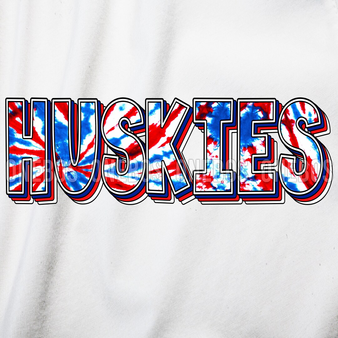 Huskies, Mascot Digital Download PNG, Tie-dye Red White & Blue, School ...