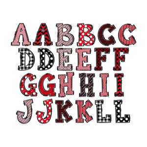 Doodle Red Black PNG Alphabet Bundle, Double Sets of Uppercase ...