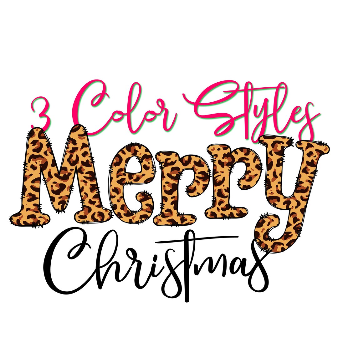 9 Pc Digital Download Doodle Merry Christmas Leopard Cheetah Print PNG ...