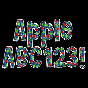 Back to School PNG Alphabet Bundle, 8 Sets, Floral Apple Pencil Note ...
