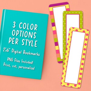 Digital Bookmarks (printable), Clipart Bundle Set of 12 | Lined & Blank ...