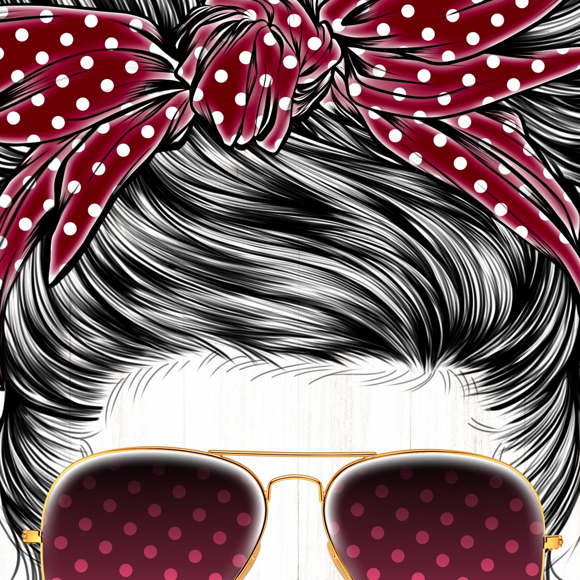 Maroon College Messy Bun Clipart Funny Mom Bun Girl With - Etsy