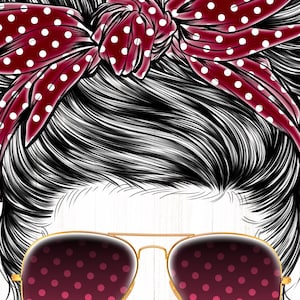 Maroon College Messy Bun, Clipart Funny Mom Bun, Girl With Glasses ...