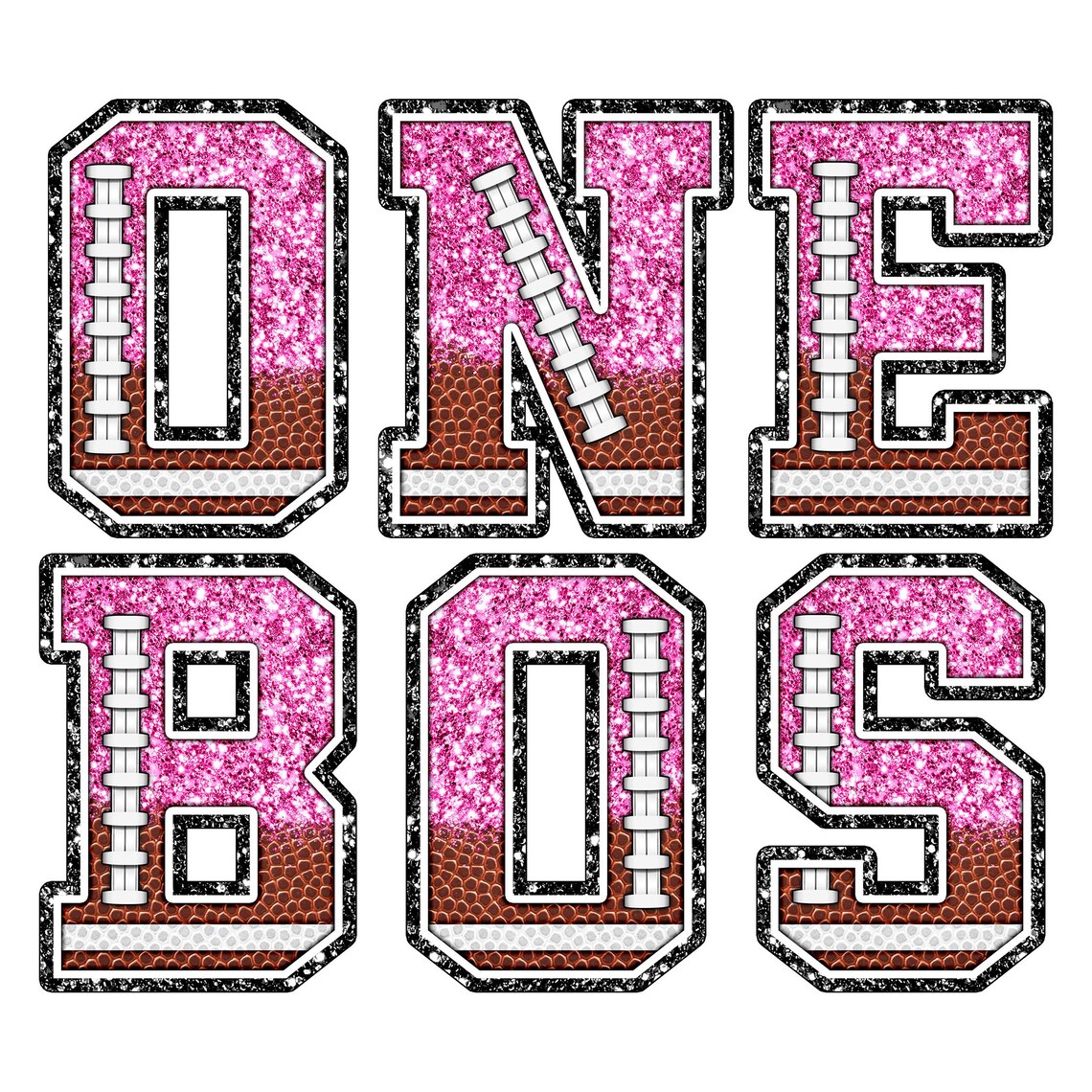 Pink Glitter Football Letters PNG, Pebble Texture & Laces Pattern Fill ...