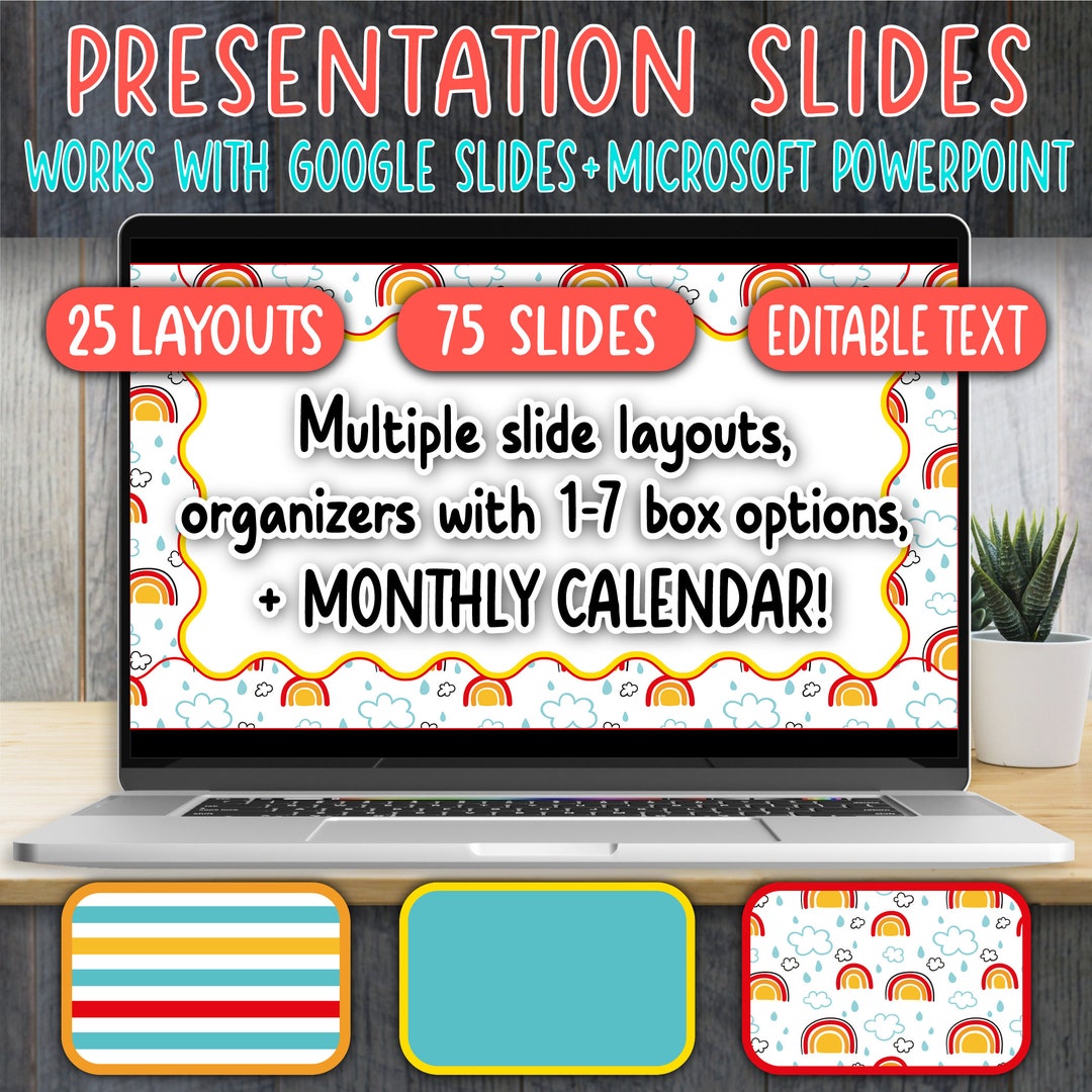 Google Slide & Powerpoint Templates (editable) | Rainbows, Doodle ...