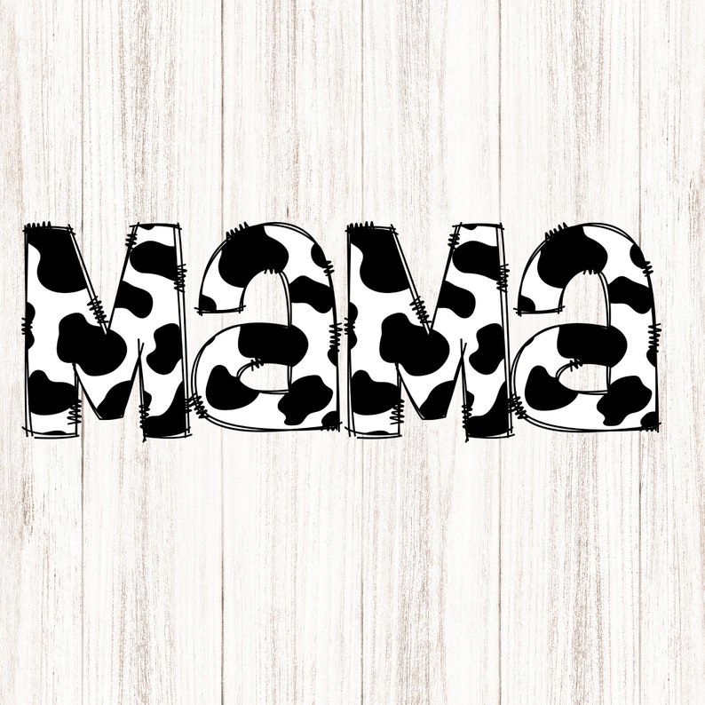 Cow Print Doodle Alphabet PNG, Black & White Pattern Fill Letters for ...