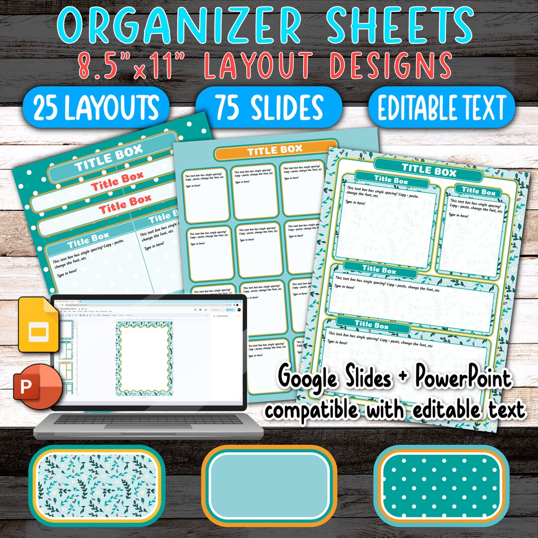 Organizer Sheet Templates Planner & Presentation Pages - Etsy