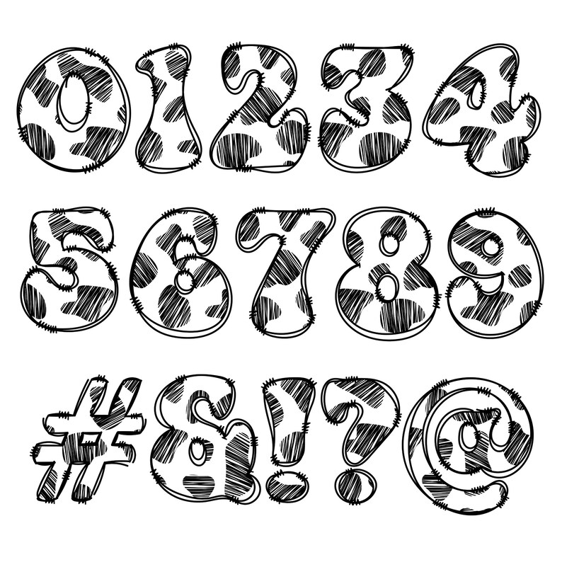 Digital Download | Doodle Retro AG - Cowprint Vintage | Hand Drawn ...