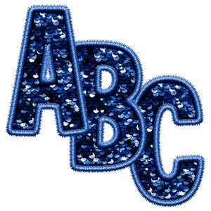 Navy Blue Sequin Alphabet, Faux Sequin Fill Letters, Faux Embroidery ...