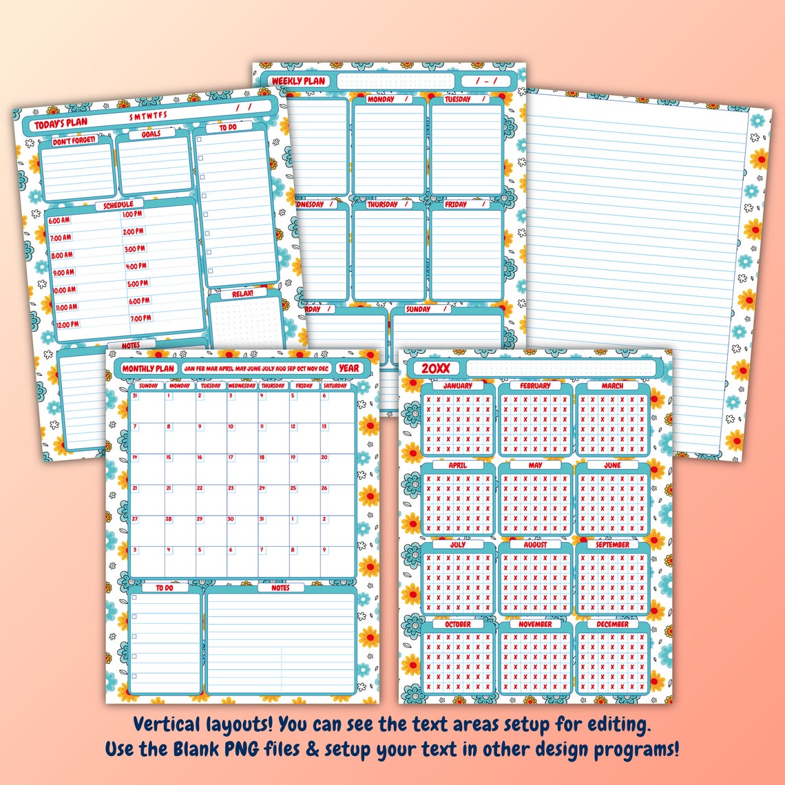 Calendar Pack - Editable Daily | Weekly | Monthly | Yearly | Sunny ...