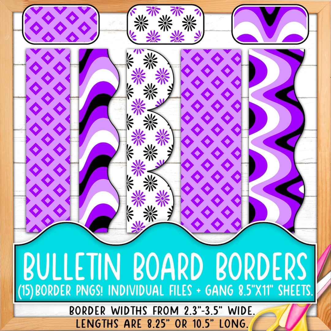 Borders for Bulletin Boards | Print & Cut, Seamless | Flowers, Diamonds ...