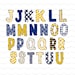 Doodle Alphabet in Navy Blue, Yellow Gold, 2 Sets of Letters With ...