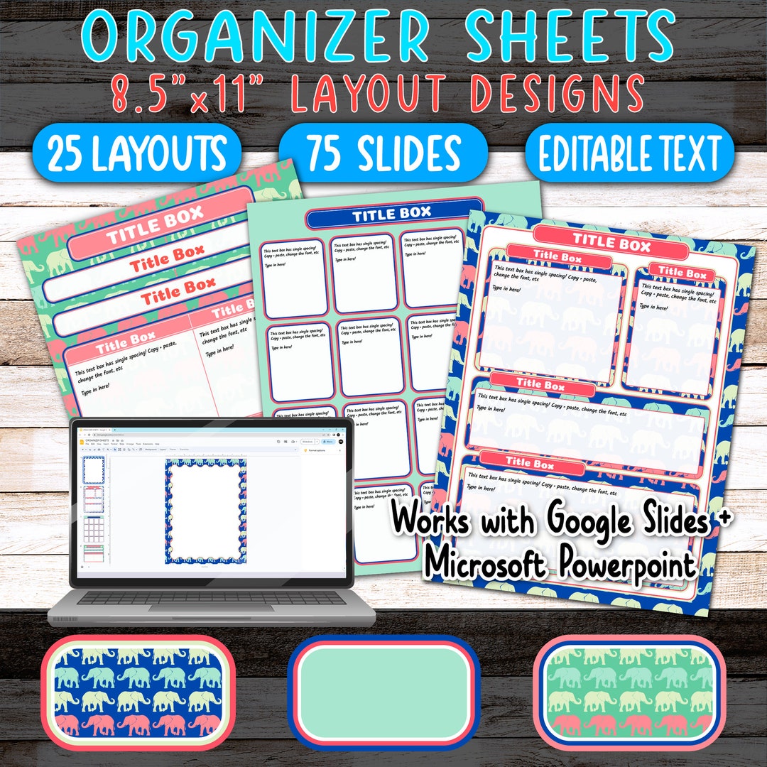 Organizer Sheet Templates | Planner & Presentation Pages (editable ...