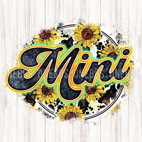 Digital Mini PNG Cow Sunflower Print Retro Letters - Etsy