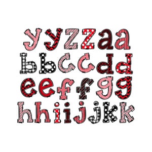 Doodle Red Black PNG Alphabet Bundle, Double Sets of Uppercase ...