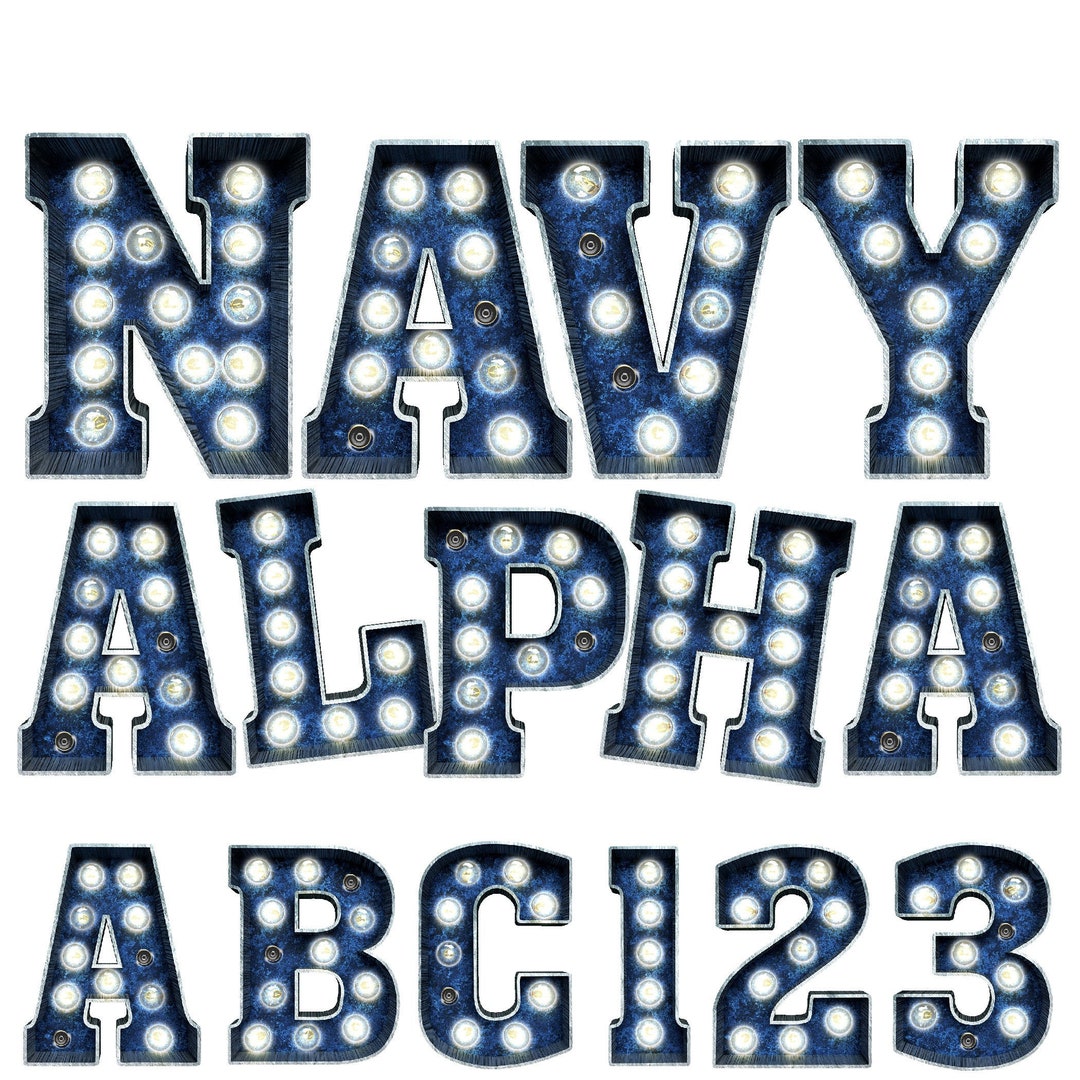 Navy Blue Alphabet, Marquee VS2.0 Letters & Numbers | PNG Image Graphic ...