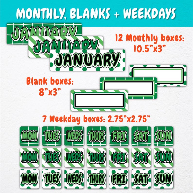 Wall Calendar - Pocket Chart for Teachers | Grid, Diagonal Stripes ...