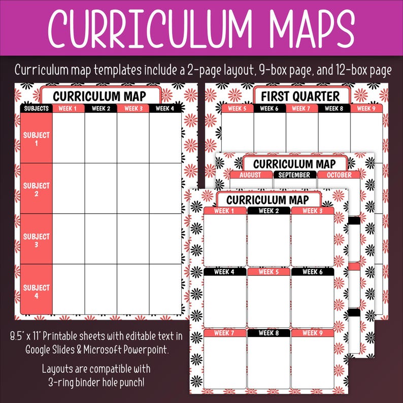 Lesson Plan Sheets & Curriculum Maps (editable) | Flowers, Diamonds ...