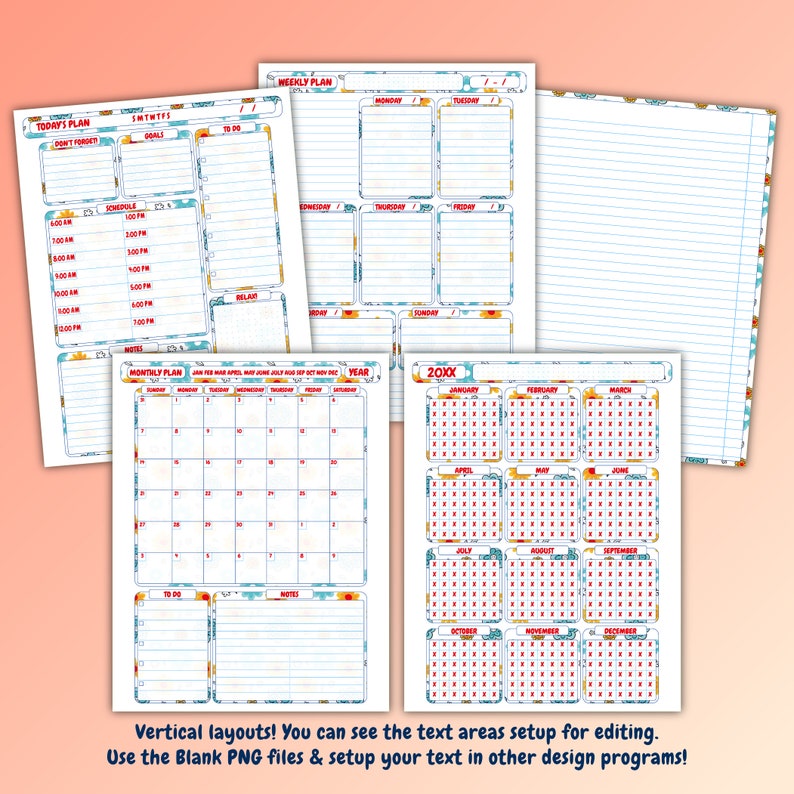 Calendar Pack - Editable Daily | Weekly | Monthly | Yearly | Sunny ...